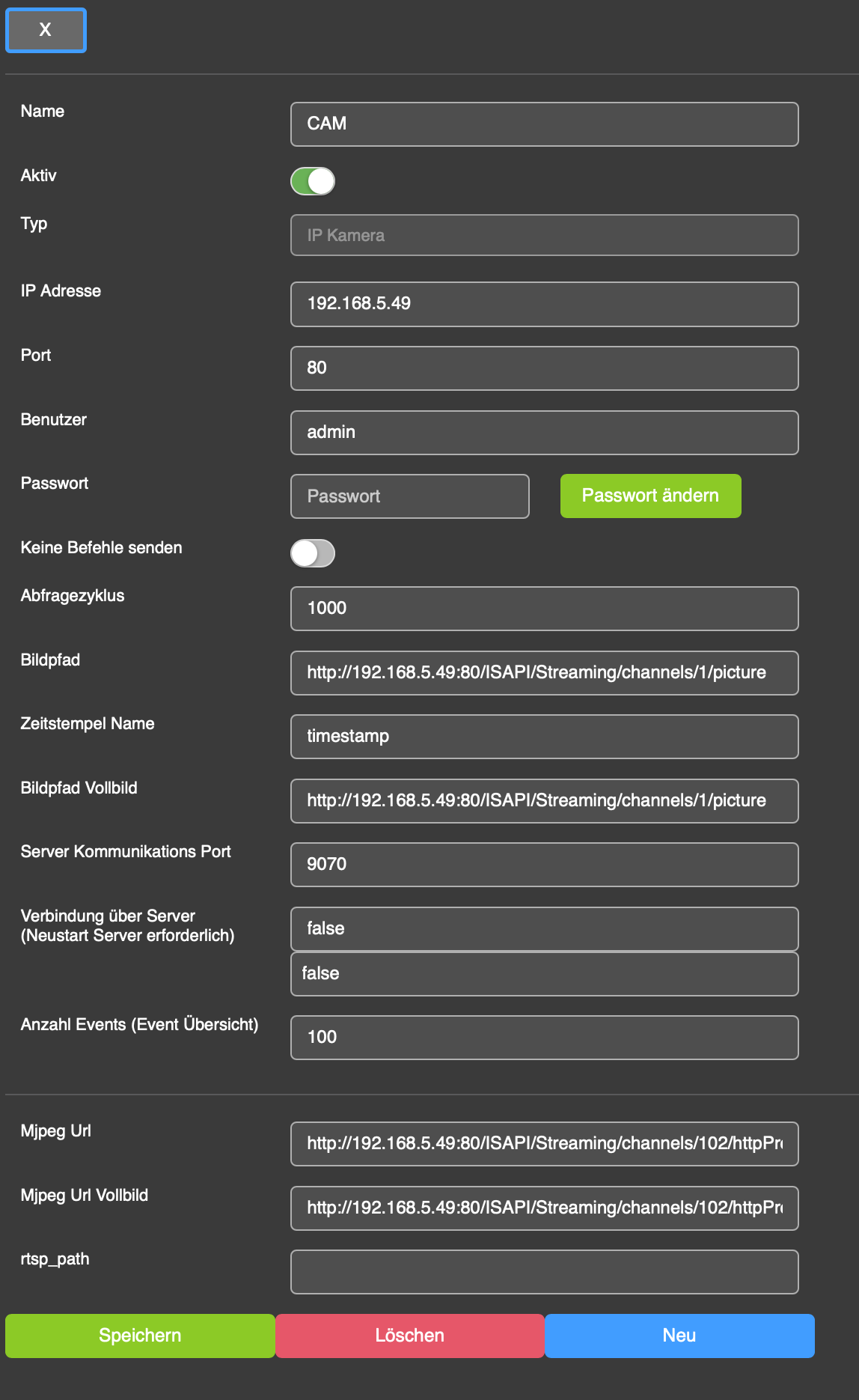 Kamera Mjpeg hinzufügen – Xsolution X-Server
