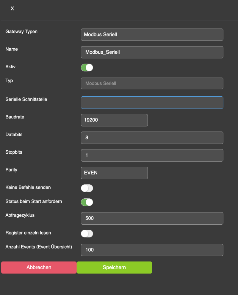 Modbus Seriell RS485 – Xsolution X-Server